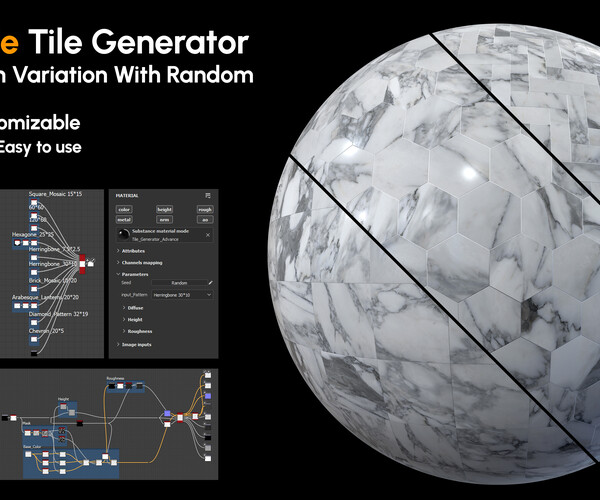 ArtStation - 15 Marble and Parquet Tile Generator Pattern - Substance ...