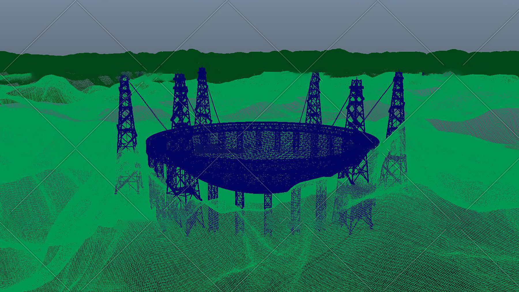 ArtStation - Night Fast radio telescope moutain landscape | Resources