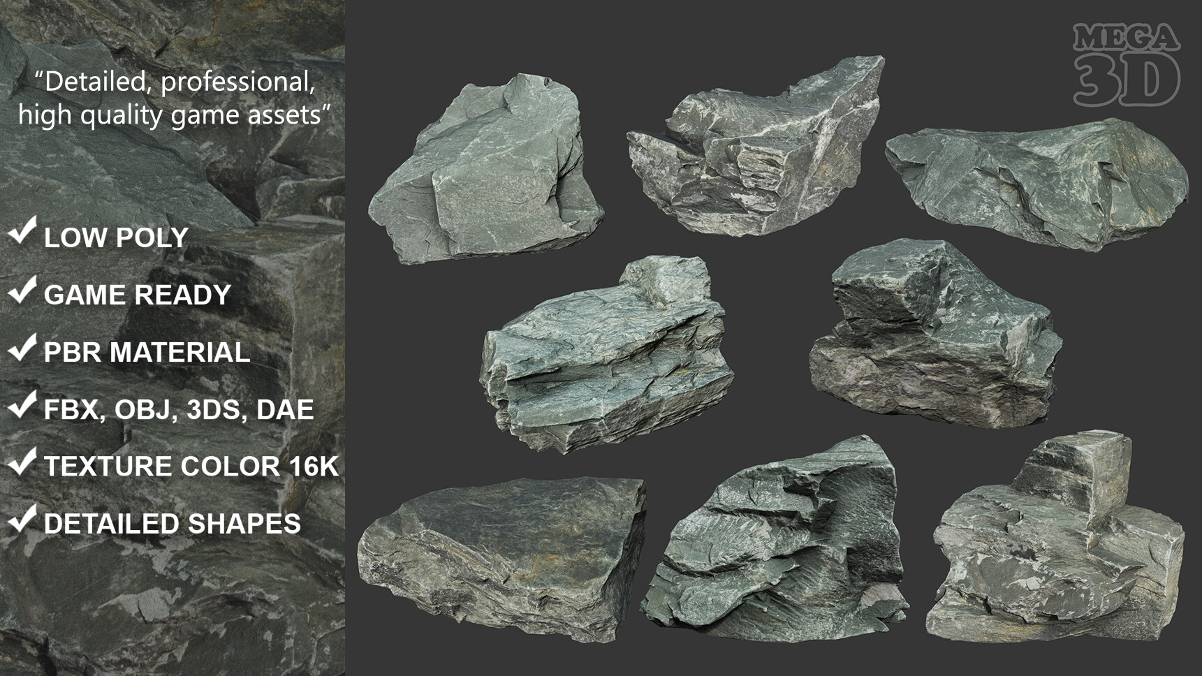 ArtStation - Gray Sharp Rock 220819 Photogrammetry - Ultra HD 16K ...