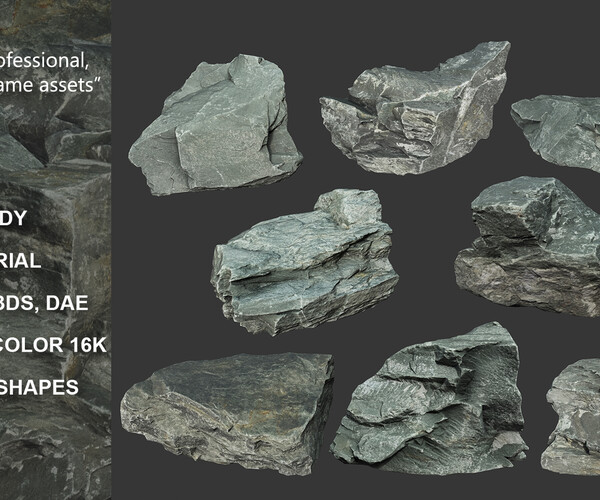 ArtStation - Gray Sharp Rock 220819 Photogrammetry - Ultra HD 16K ...