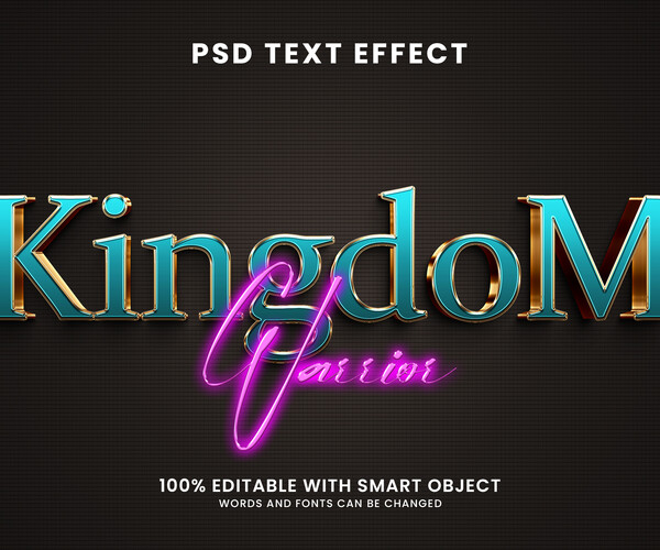 ArtStation - 3D Kingdom PSD fully editable text effect. Layer style PSD ...