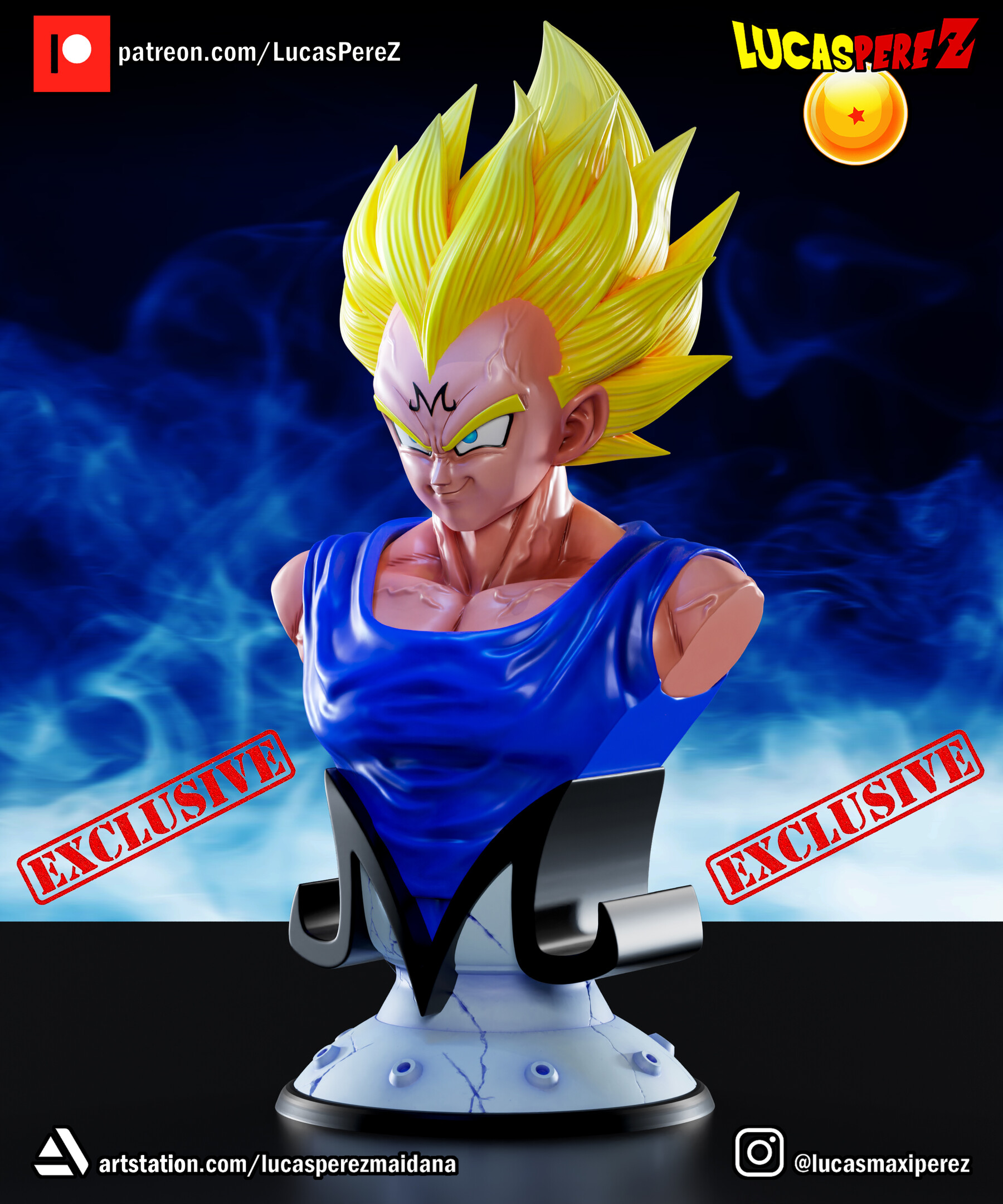 ArtStation - MAJIN VEGETA 3D BUST - DRAGON BALL | Resources