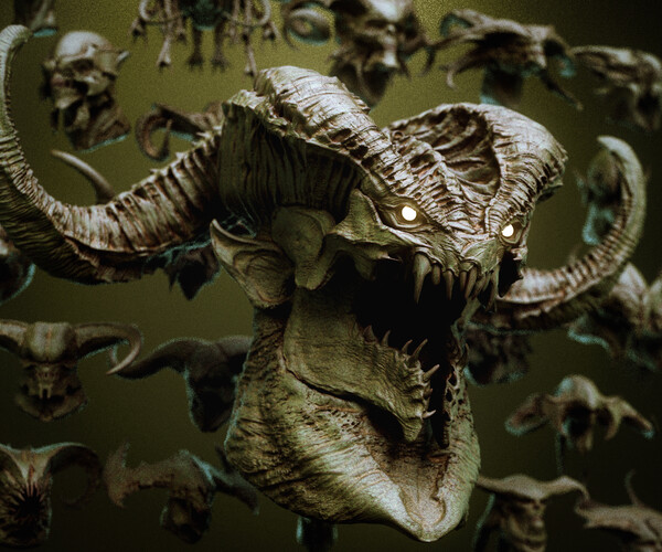 ArtStation - DEMON part 1: 52 Heads with Blendshapes | Brushes