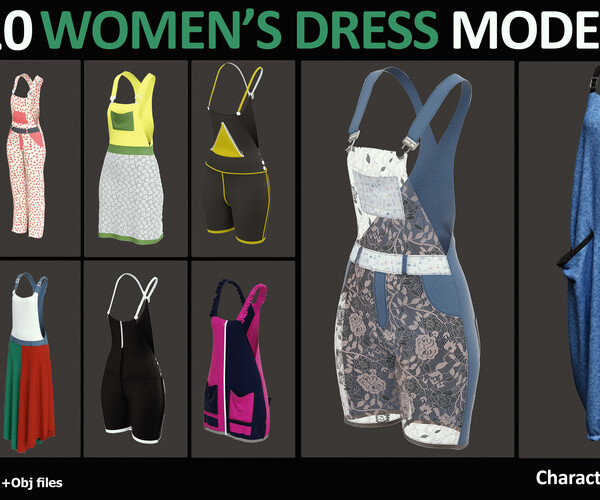 ArtStation - 10 WOMEN’S DRESS MODEL / Marvelous Designer / Clo3D+ ZPRJ ...