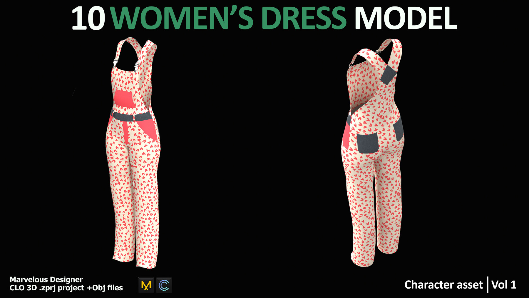 ArtStation - 10 WOMEN’S DRESS MODEL / Marvelous Designer / Clo3D+ ZPRJ ...