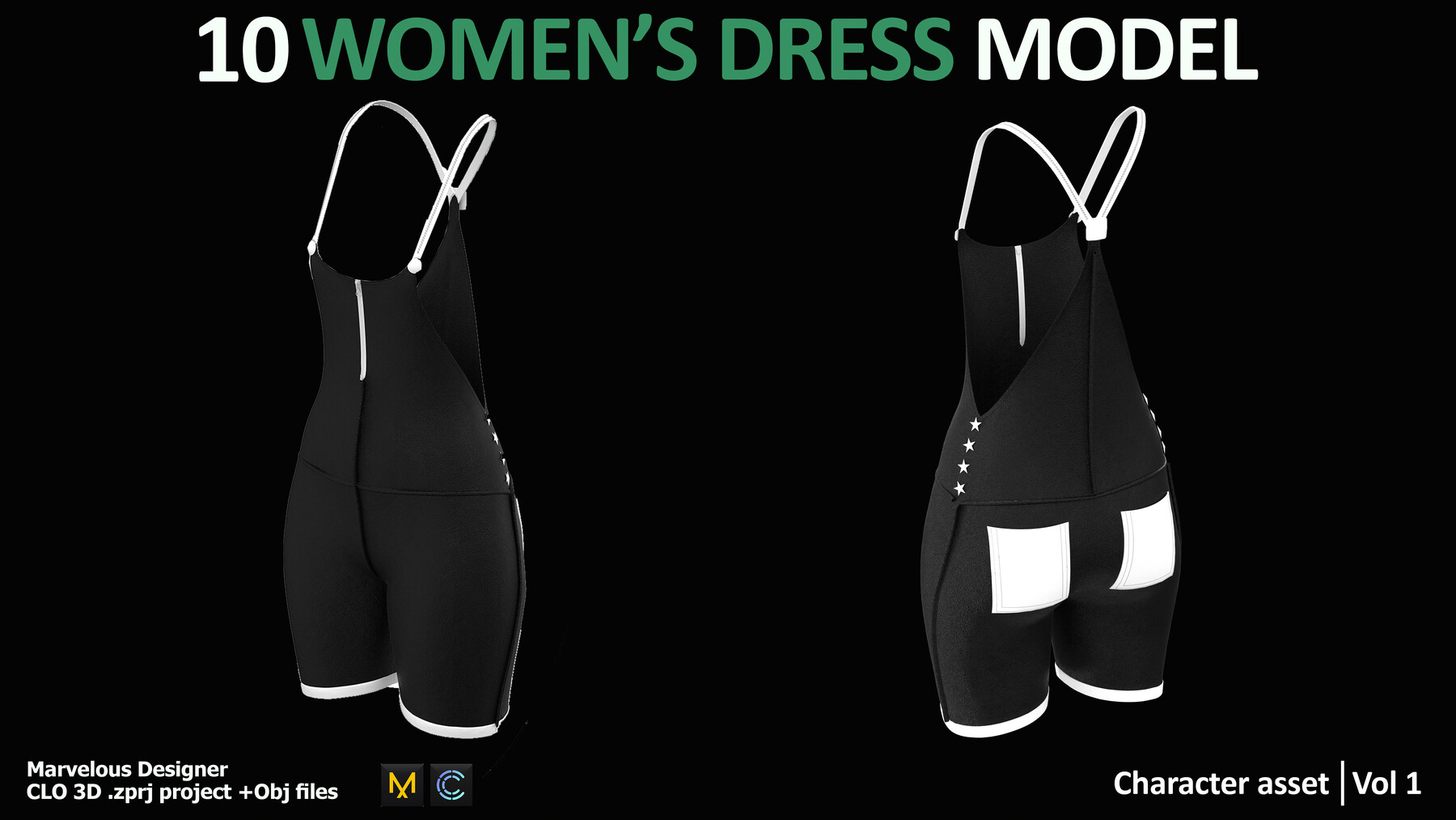 ArtStation - 10 WOMEN’S DRESS MODEL / Marvelous Designer / Clo3D+ ZPRJ ...