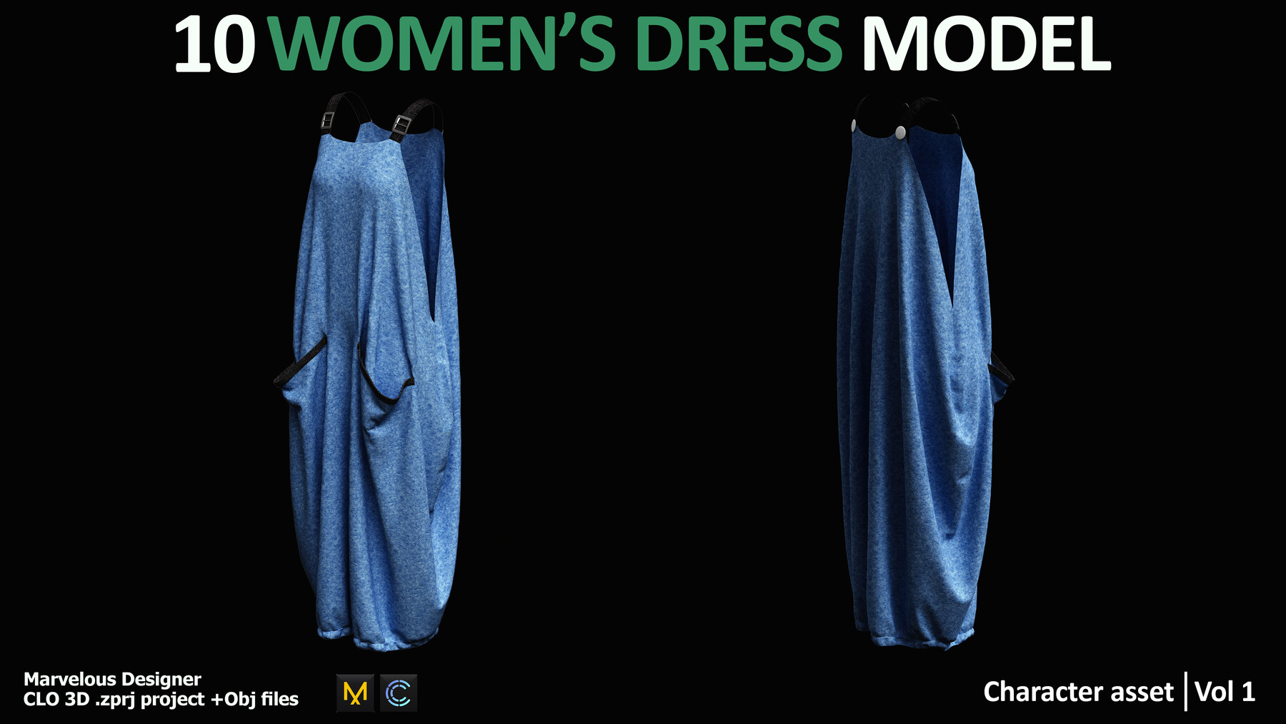 ArtStation - 10 WOMEN’S DRESS MODEL / Marvelous Designer / Clo3D+ ZPRJ ...