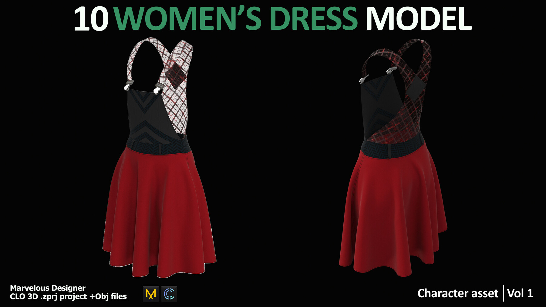 ArtStation - 10 WOMEN’S DRESS MODEL / Marvelous Designer / Clo3D+ ZPRJ ...