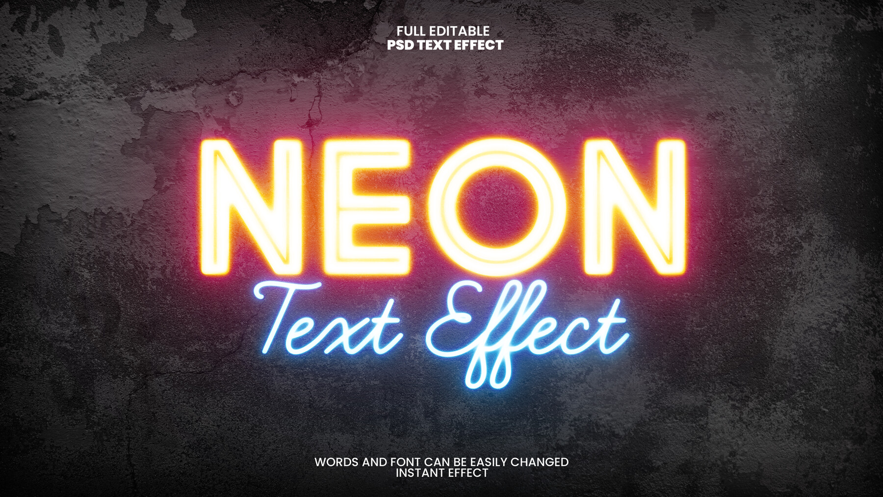 ArtStation - 3D Neon PSD fully editable text effect. Layer style PSD ...
