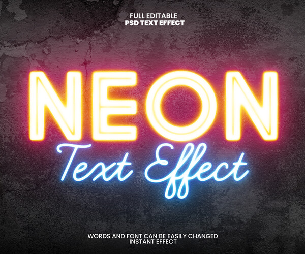 ArtStation - 3D Neon PSD fully editable text effect. Layer style PSD ...