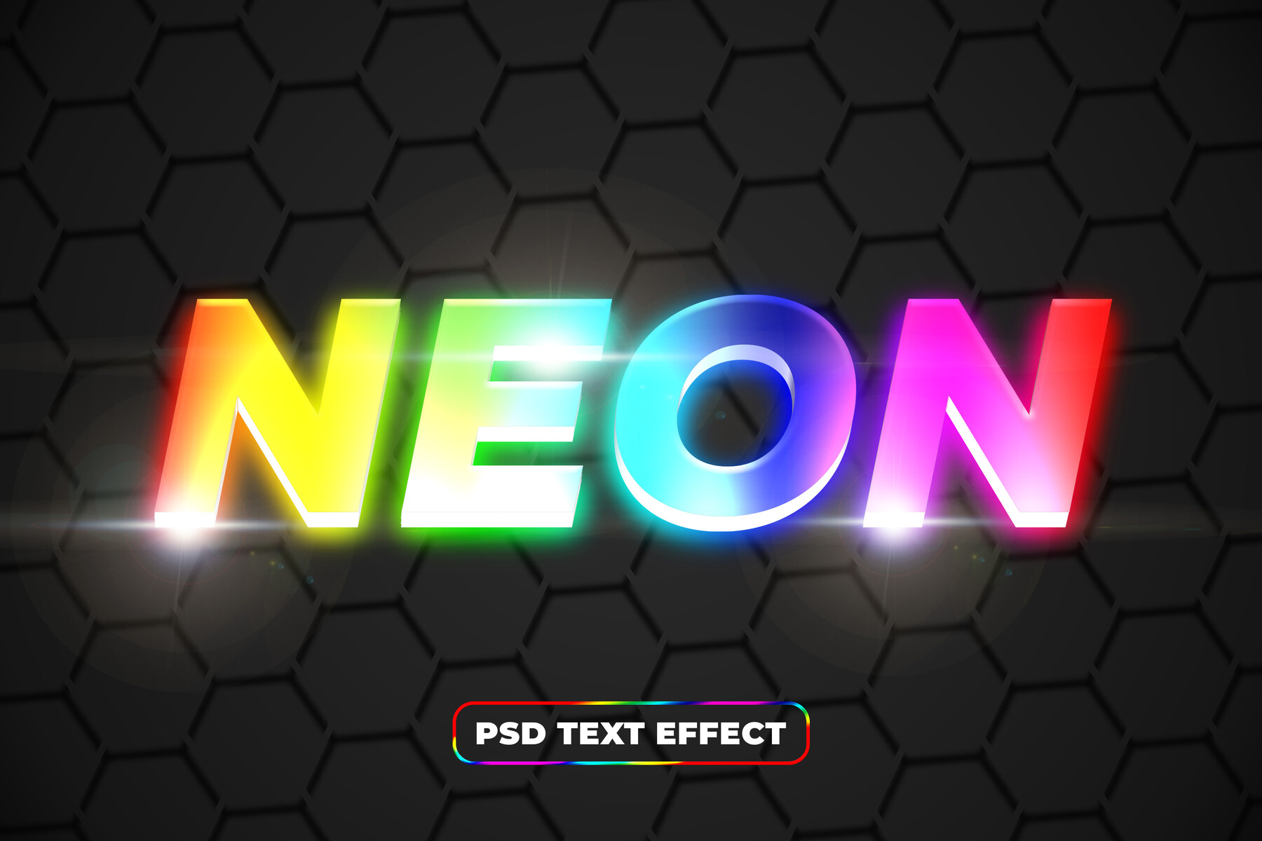 ArtStation - 3D Neon PSD fully editable text effect. Layer style PSD ...