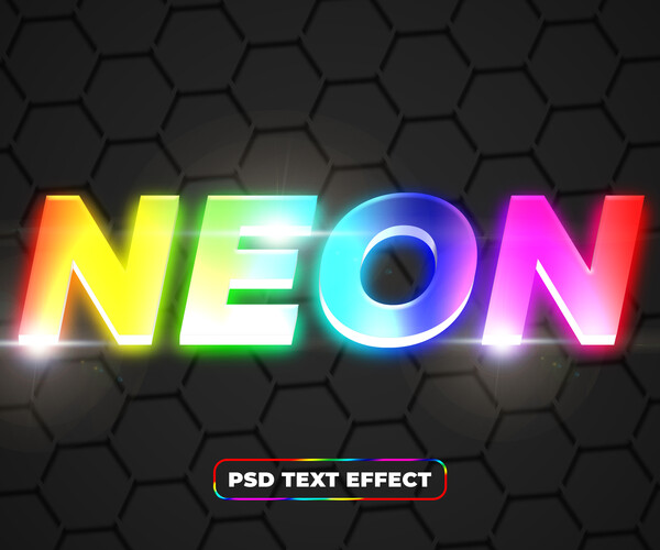 ArtStation - 3D Neon PSD fully editable text effect. Layer style PSD ...