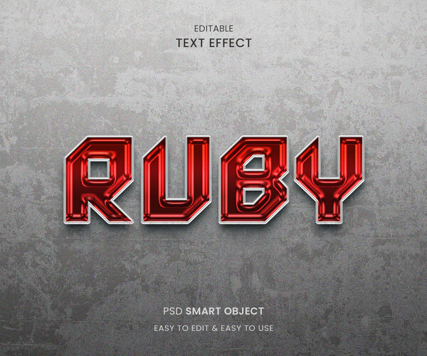 ArtStation - 3D Ruby PSD fully editable text effect. Layer style PSD ...