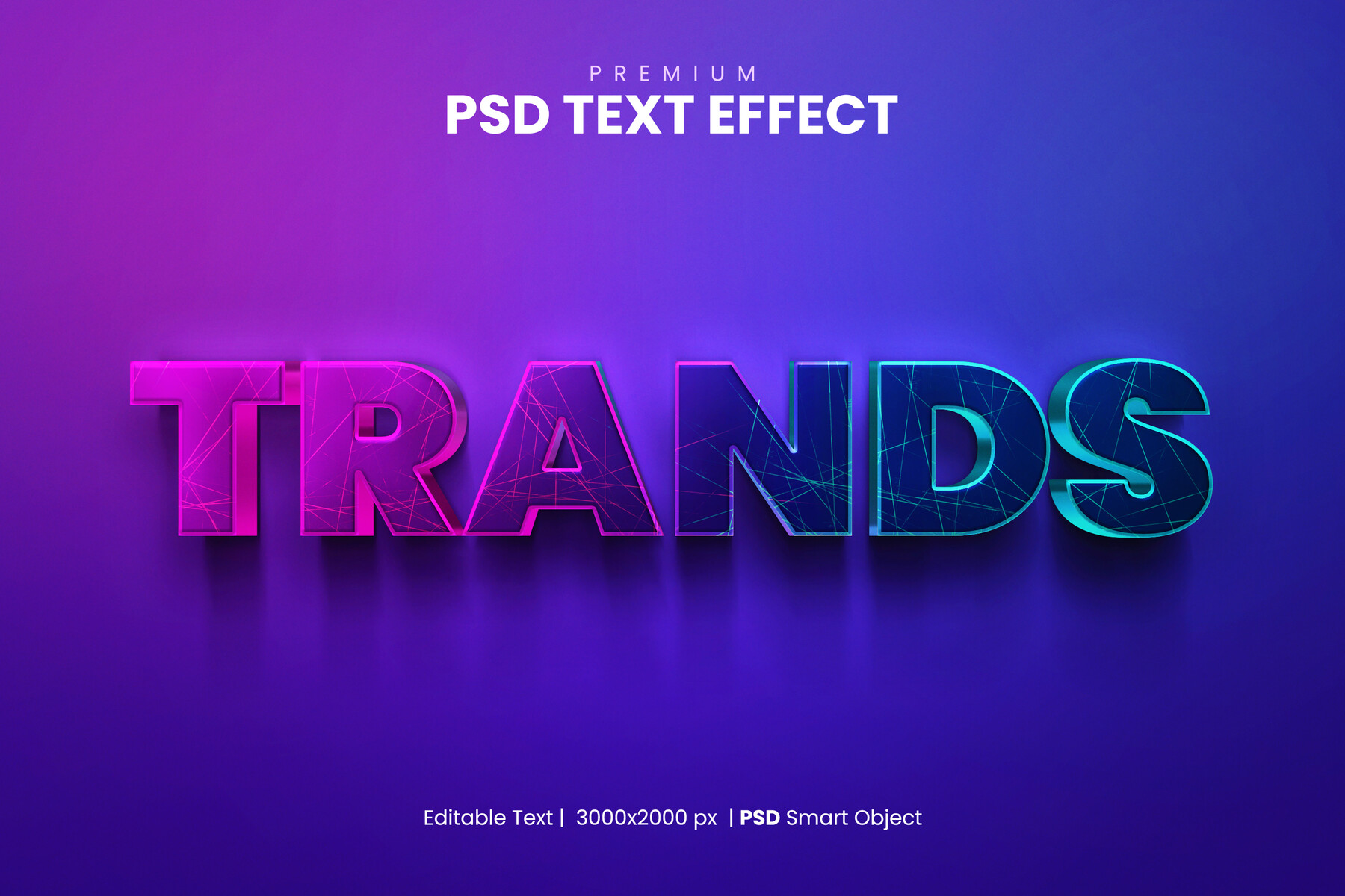 ArtStation - 3D Trands PSD fully editable text effect. Layer style PSD ...