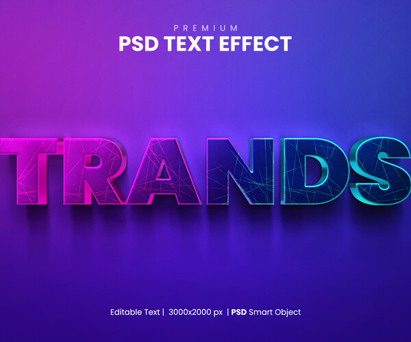 ArtStation - 3D Trands PSD fully editable text effect. Layer style PSD ...