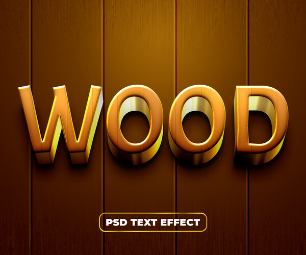 ArtStation - 3D Wood PSD fully editable text effect. Layer style PSD ...