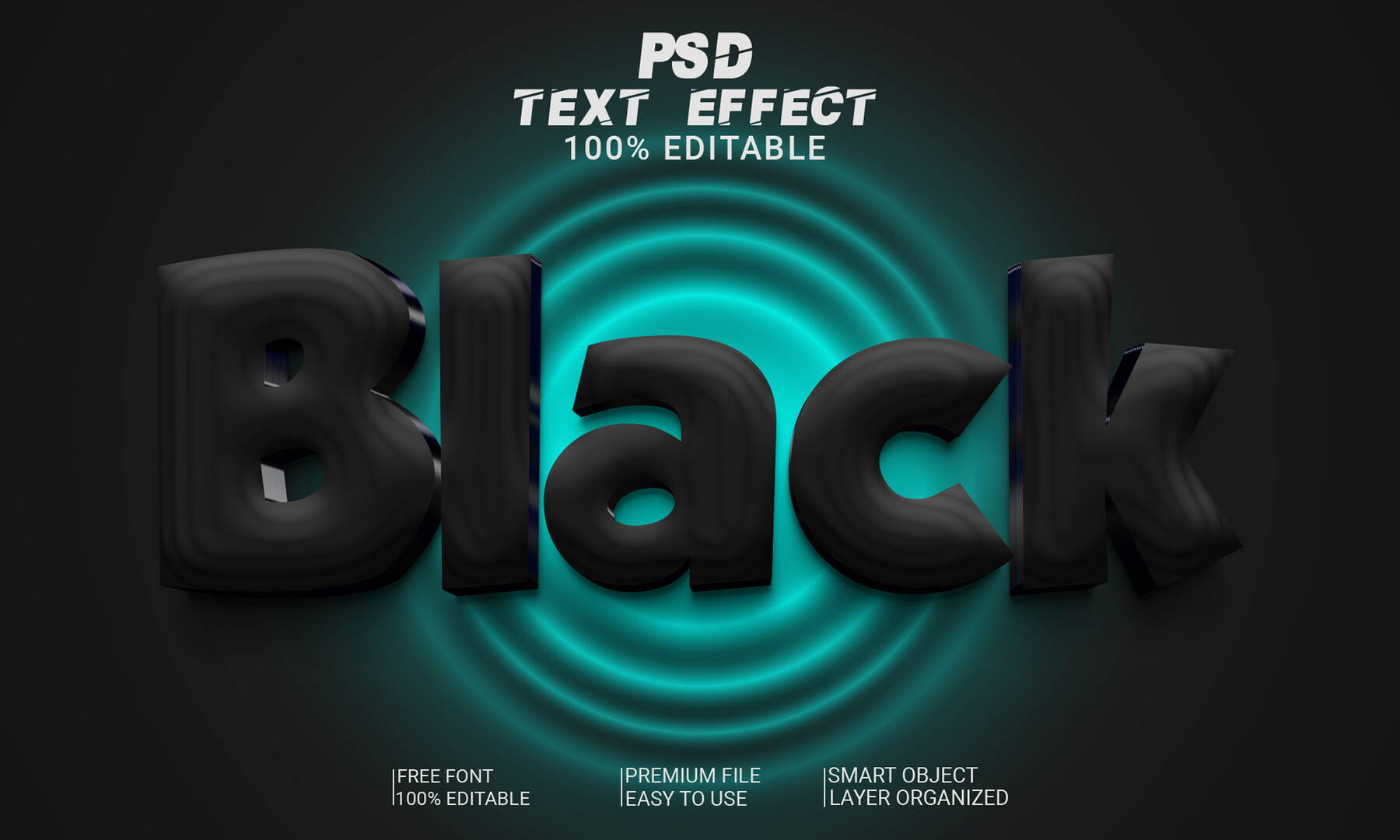 ArtStation - 3D Black PSD fully editable text effect. Layer style PSD ...