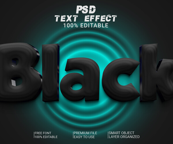 ArtStation - 3D Black PSD fully editable text effect. Layer style PSD ...