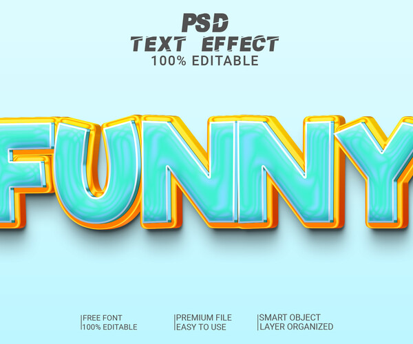 ArtStation - 3D Funny PSD fully editable text effect. Layer style PSD ...