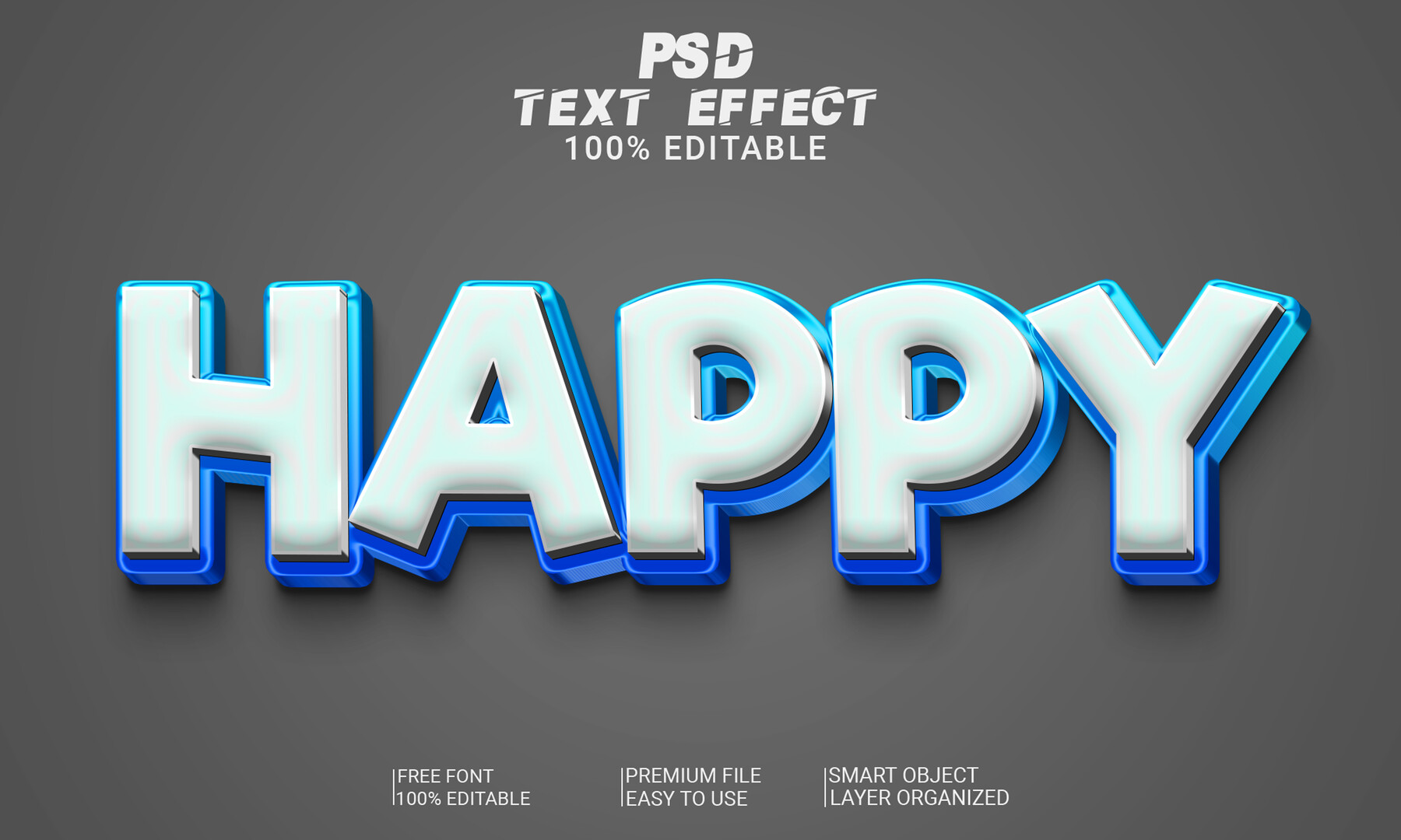 ArtStation - 3D Happy PSD fully editable text effect. Layer style PSD ...