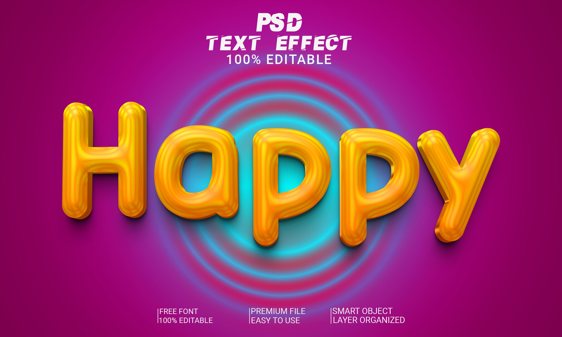 ArtStation - 3D Happy PSD fully editable text effect. Layer style PSD ...