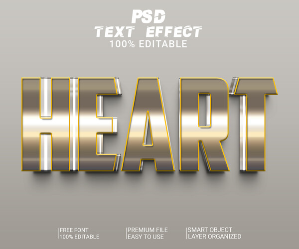 ArtStation - 3D Heart PSD fully editable text effect. Layer style PSD ...