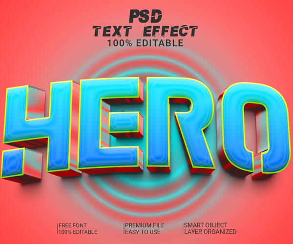 ArtStation - 3D Hero PSD fully editable text effect. Layer style PSD ...