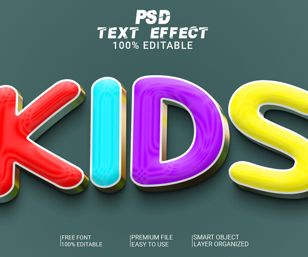 ArtStation - 3D Kids PSD fully editable text effect. Layer style PSD ...