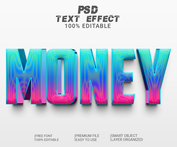 ArtStation - 3D Money PSD fully editable text effect. Layer style PSD ...