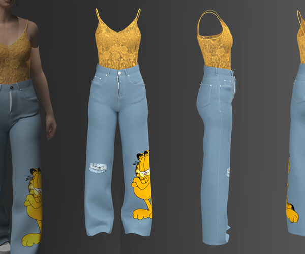 ArtStation - Female Jeans Outfit | Game Assets