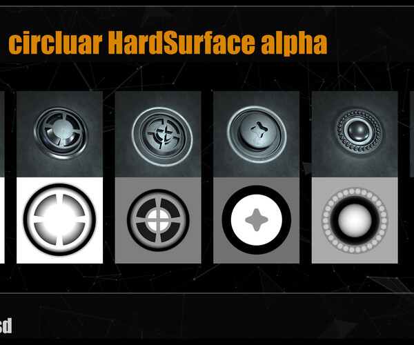 ArtStation - 300 Circluar Hardsurface Alpha_vol01 | Brushes