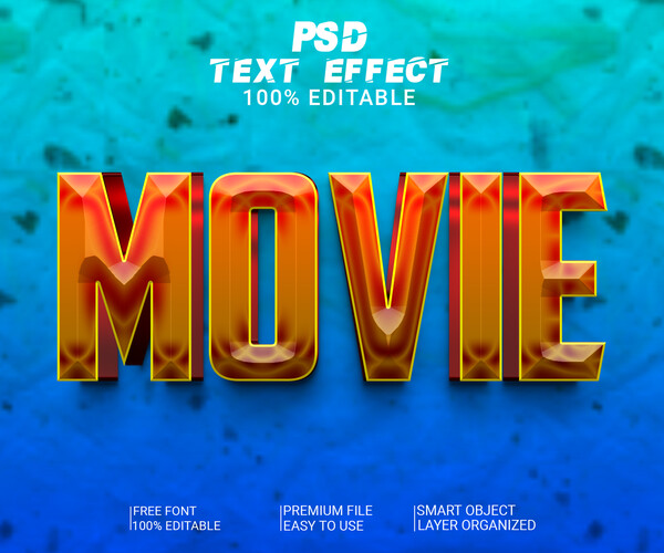 ArtStation - 3D Movie PSD fully editable text effect. Layer style PSD ...