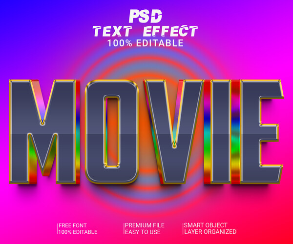 ArtStation - 3D Movie PSD fully editable text effect. Layer style PSD ...