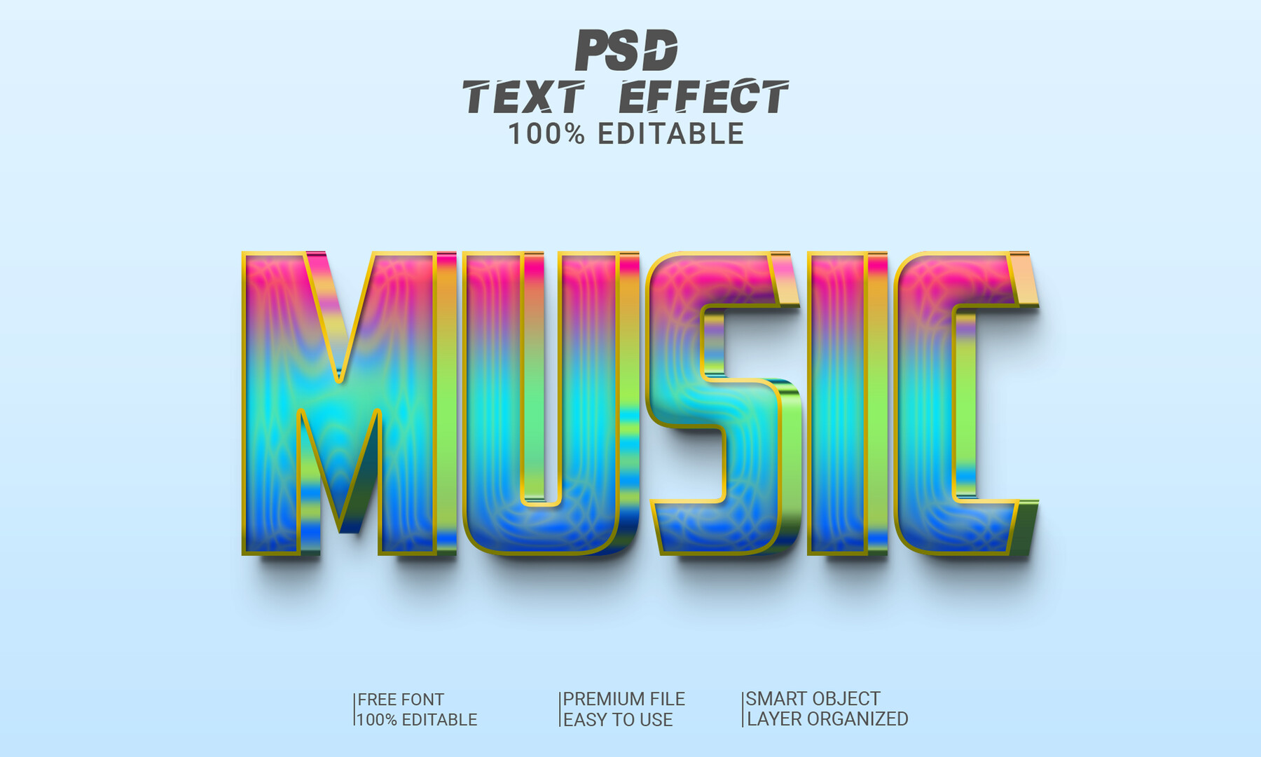 ArtStation - 3D Music PSD fully editable text effect. Layer style PSD ...