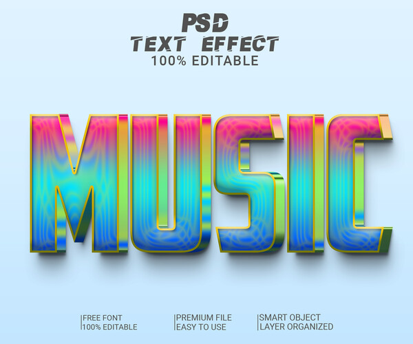 ArtStation - 3D Music PSD fully editable text effect. Layer style PSD ...