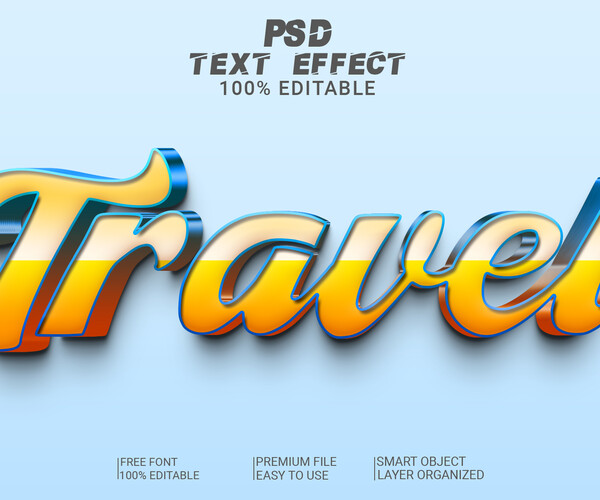 ArtStation - 3D Travel PSD fully editable text effect. Layer style PSD ...