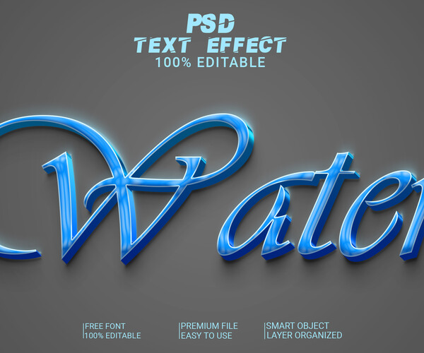 ArtStation - 3D Water PSD fully editable text effect. Layer style PSD ...