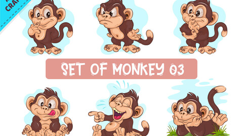 ArtStation - Set of cartoon Monkey 03. Crafting, Sublimation. | Artworks
