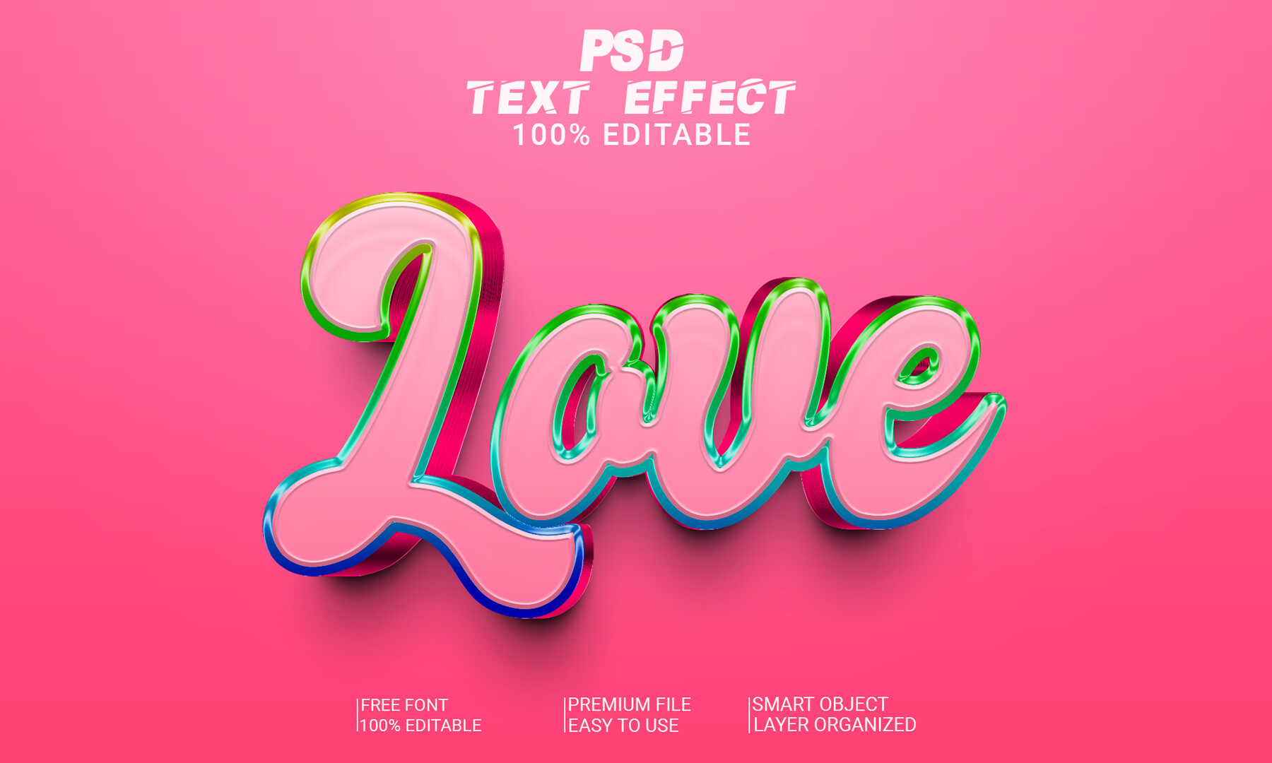 ArtStation - 3D Love PSD fully editable text effect. Layer style PSD ...