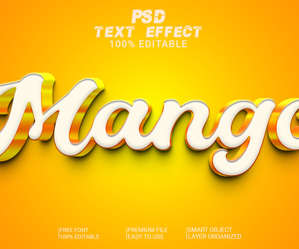 ArtStation - 3D Mango PSD fully editable text effect. Layer style PSD ...