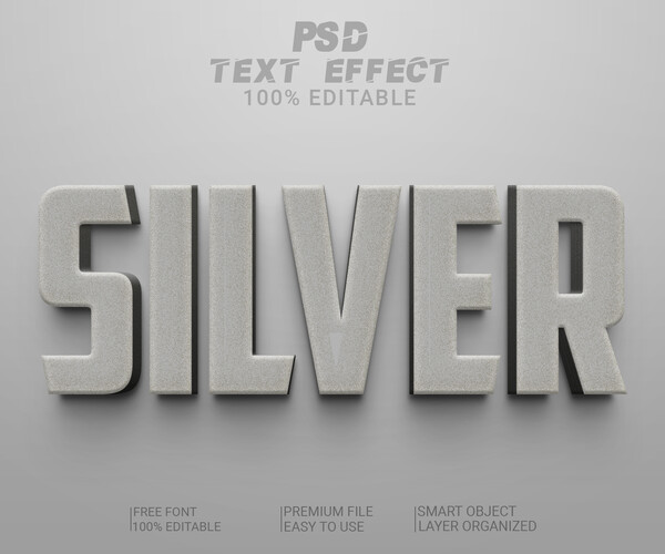 ArtStation - 3D Silver PSD fully editable text effect. Layer style PSD ...