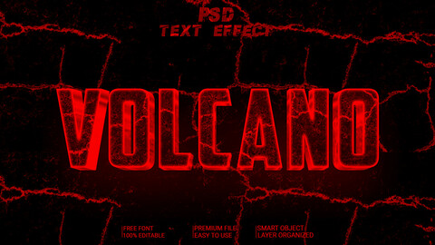 ArtStation - 3D Volcano PSD fully editable text effect. Layer style PSD ...