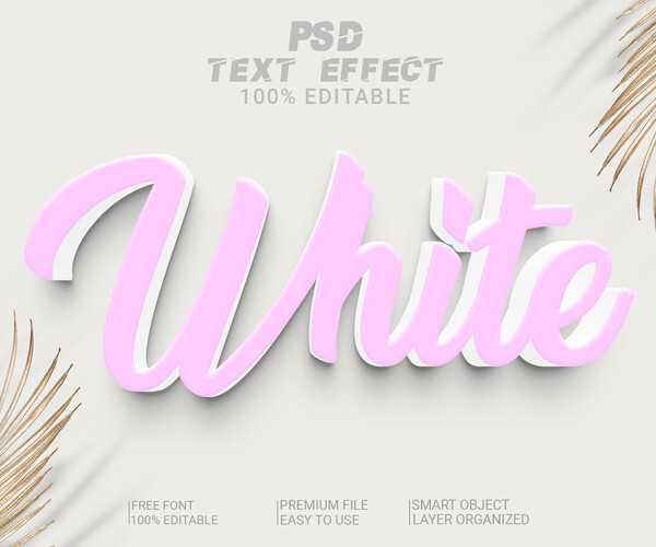 ArtStation - 3D White PSD fully editable text effect. Layer style PSD ...
