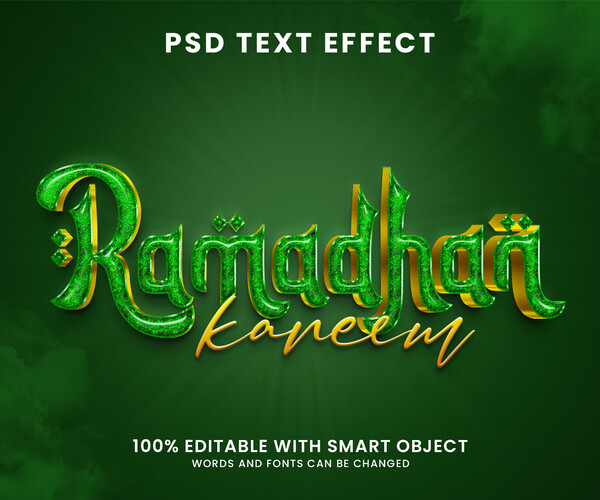 ArtStation - 3D Ramadan PSD fully editable text effect. Layer style PSD ...