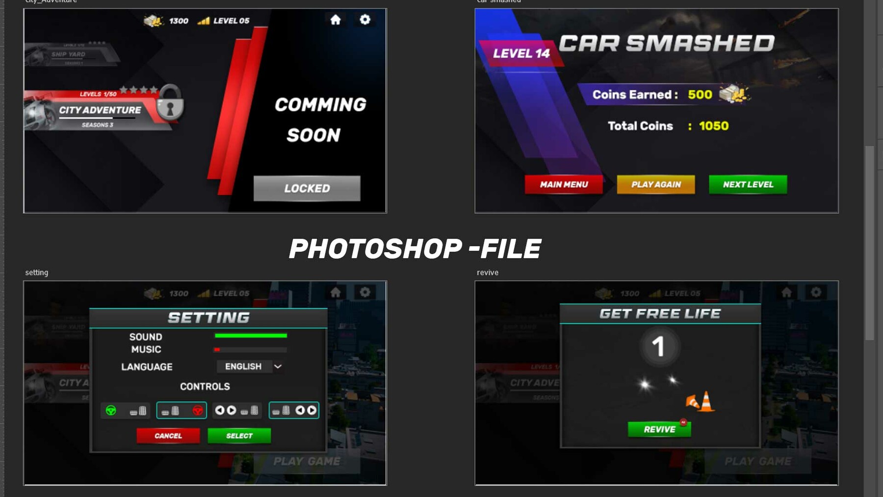 Artstation Car Racing Game Ui Template Game Assets