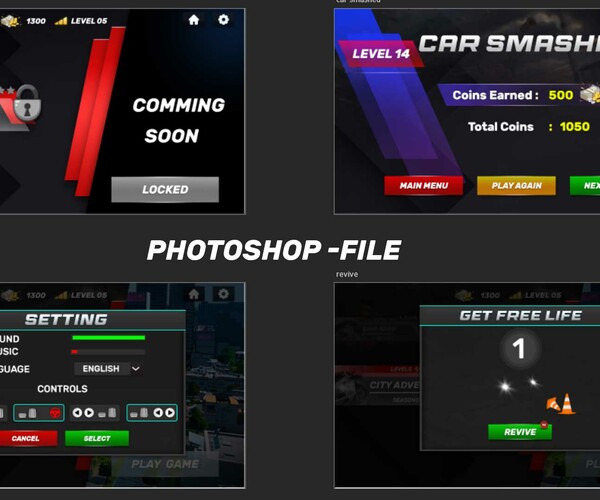 Artstation Car Racing Game Ui Template Game Assets