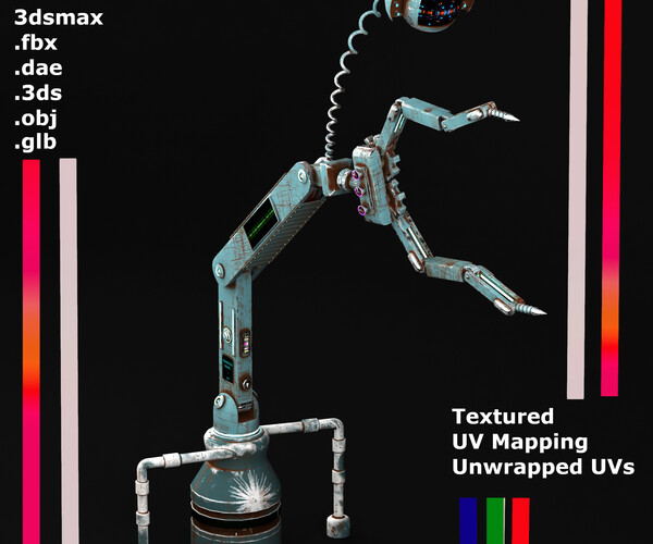 ArtStation - 3D model of scifi robot arm with light and monitor | Resources