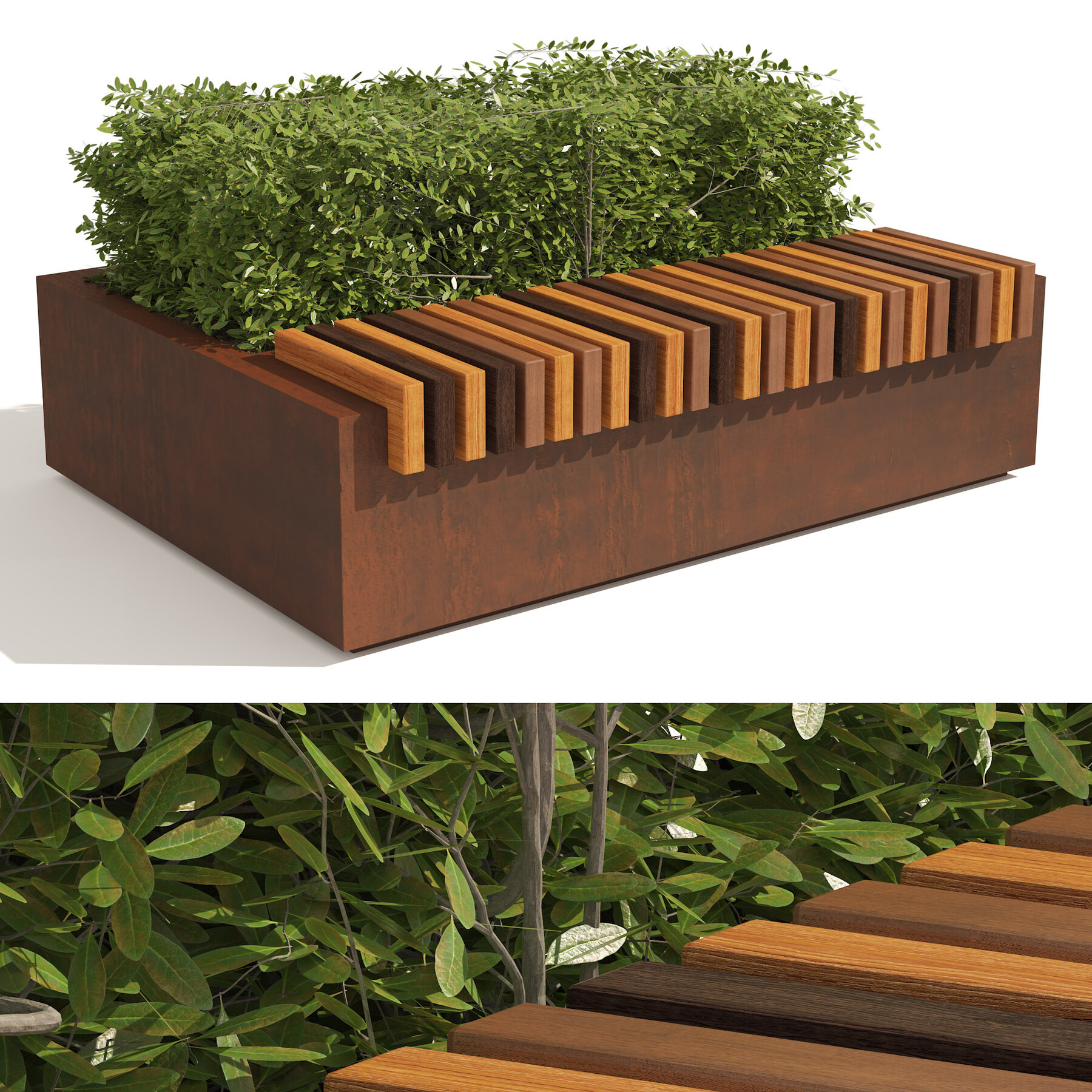ArtStation - Outdoor Bench with shape topiary plant | Resources