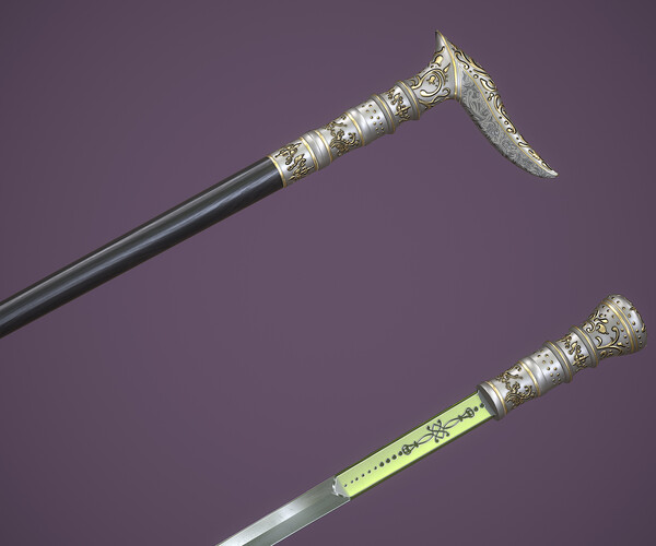 ArtStation - Victorian cane-sword | Game Assets