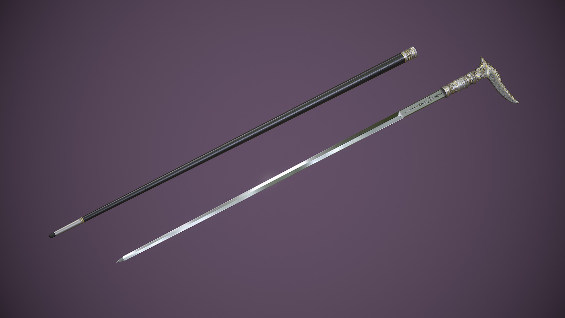 ArtStation - Victorian cane-sword | Game Assets